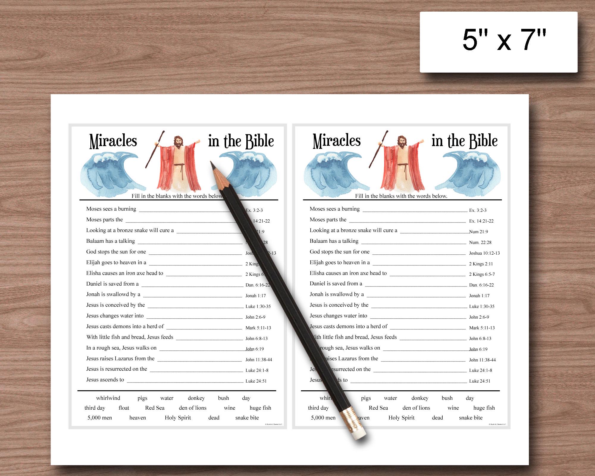 Bible Miracles Game - Cute Original Watercolor Print - Sunday School ...