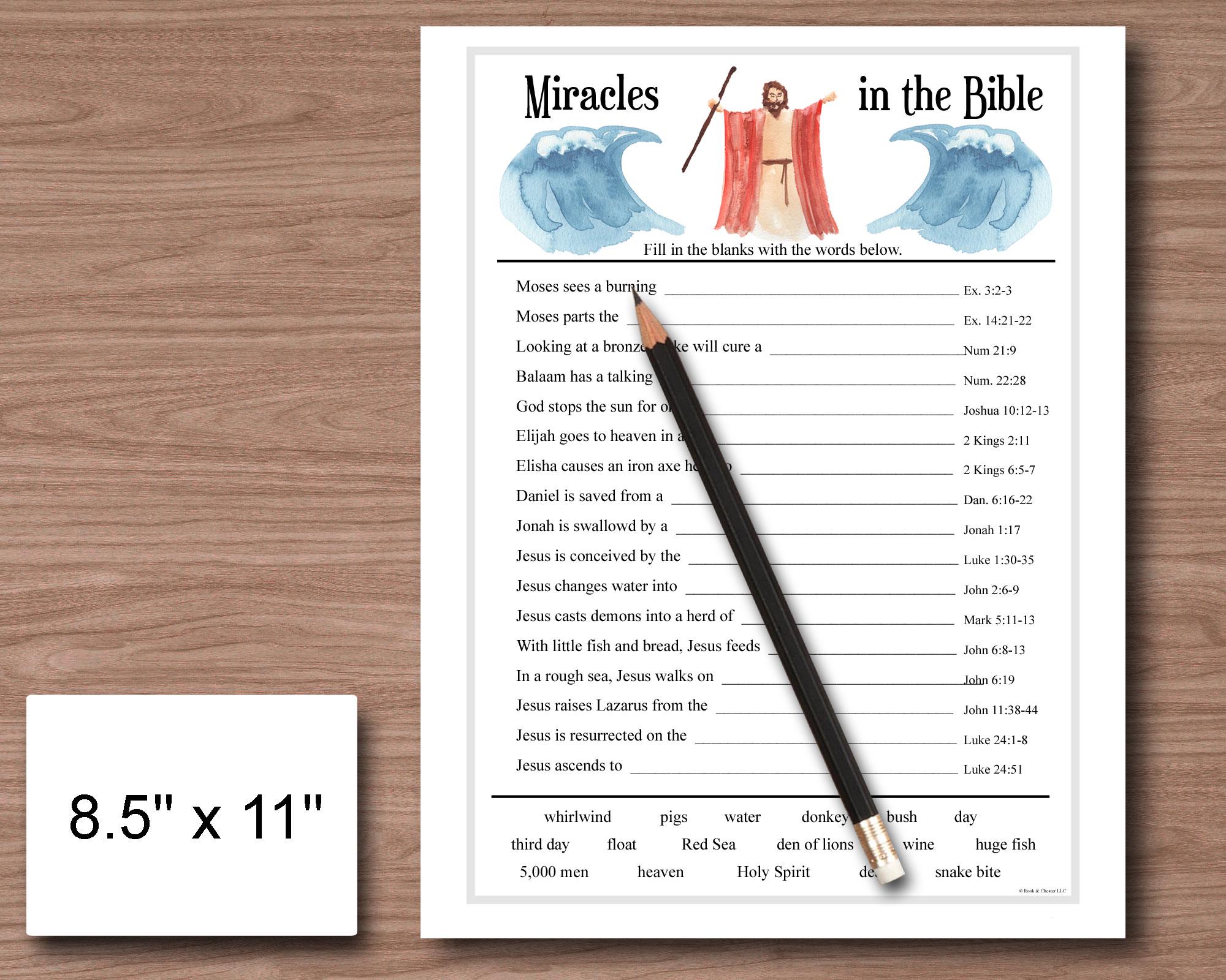 Bible Miracles Game - Cute Original Watercolor Print - Sunday School ...