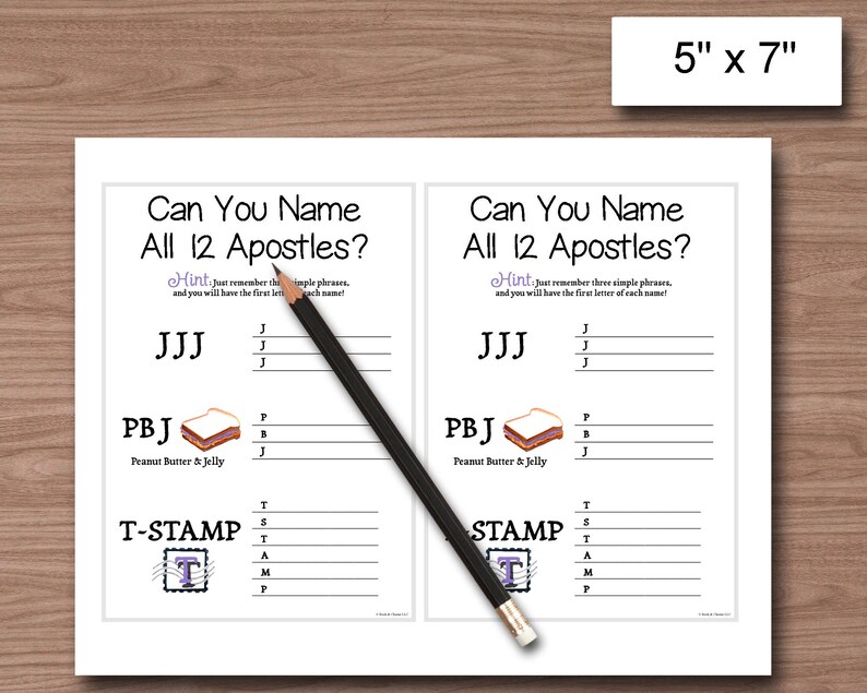 Names of the 12 Apostles of Jesus Game – Instant Digital Download - Etsy