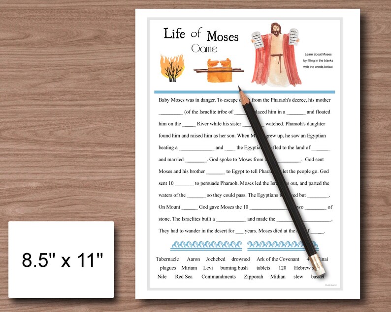 Life of Moses Game - Cute Original Watercolor Print - Sunday School ...