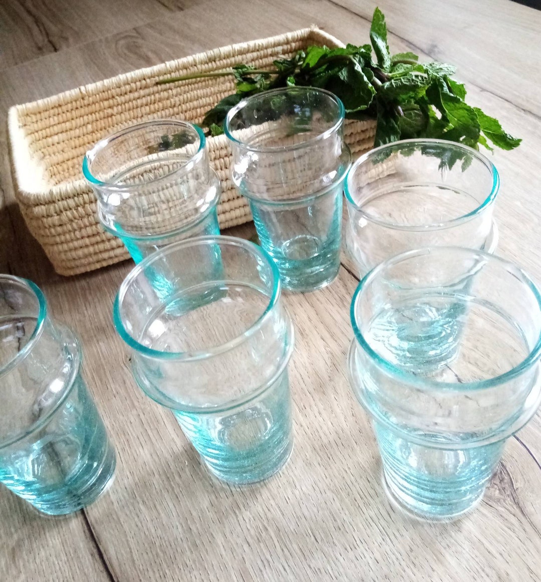 Transparent Beldi Glass, Moroccan Tea Glass, Recycled Glass, Blown ...