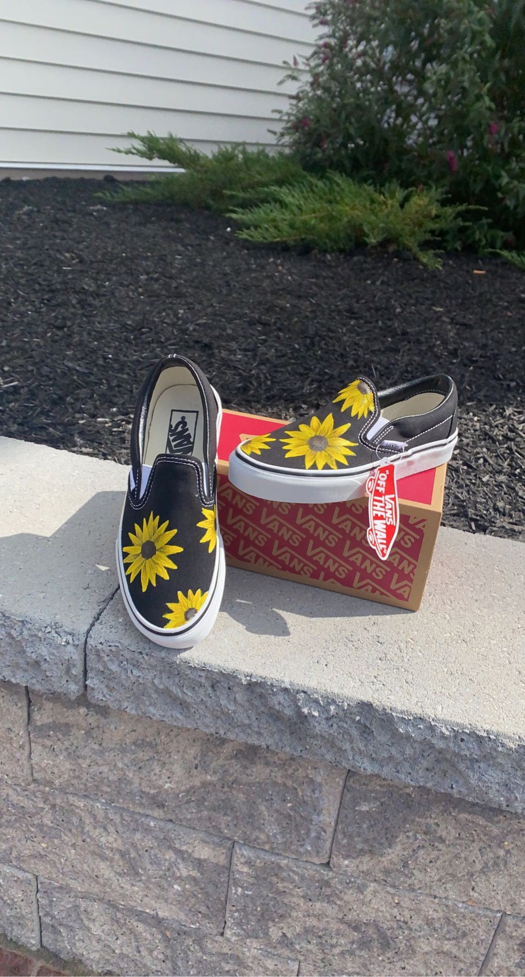 Black Sunflower Vans, Sunflower Shoes, Custom Sneakers - Etsy