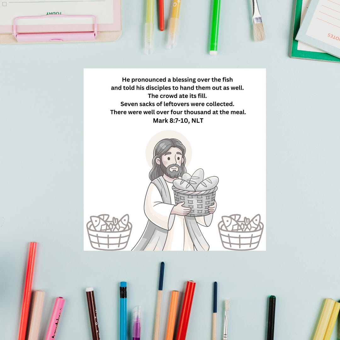 Jesus Feeds 4000 Coloring Page, Bible Story Printable (PDF Download) - Etsy