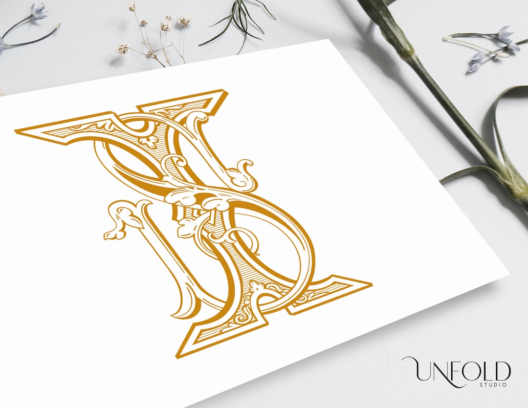 I and S Interlocking Monograms, Vintage Styled Monograms, Wedding or ...