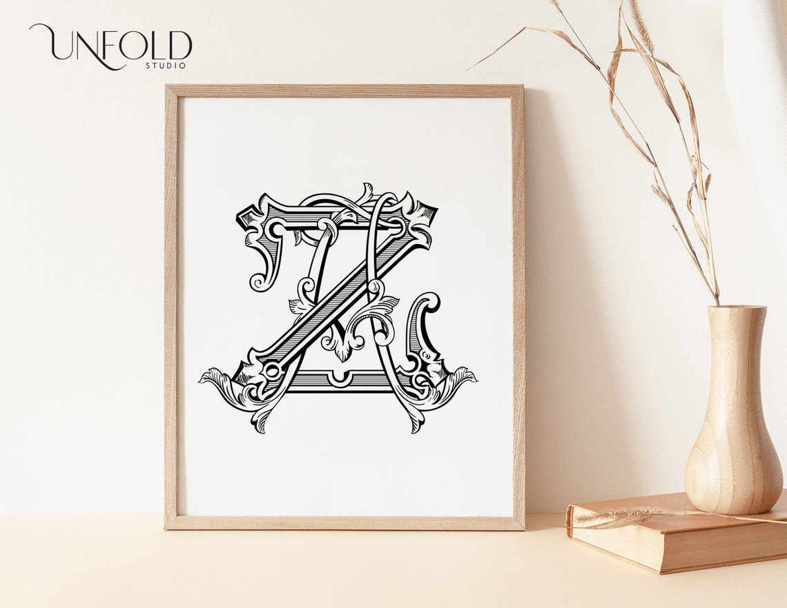 Handpainted Interwoven Vintage Monograms wedding monogram | Etsy