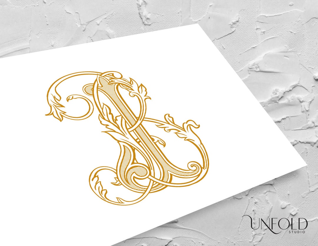 Handpainted Interwoven Vintage Monograms, Wedding Monogram, Duogram ...