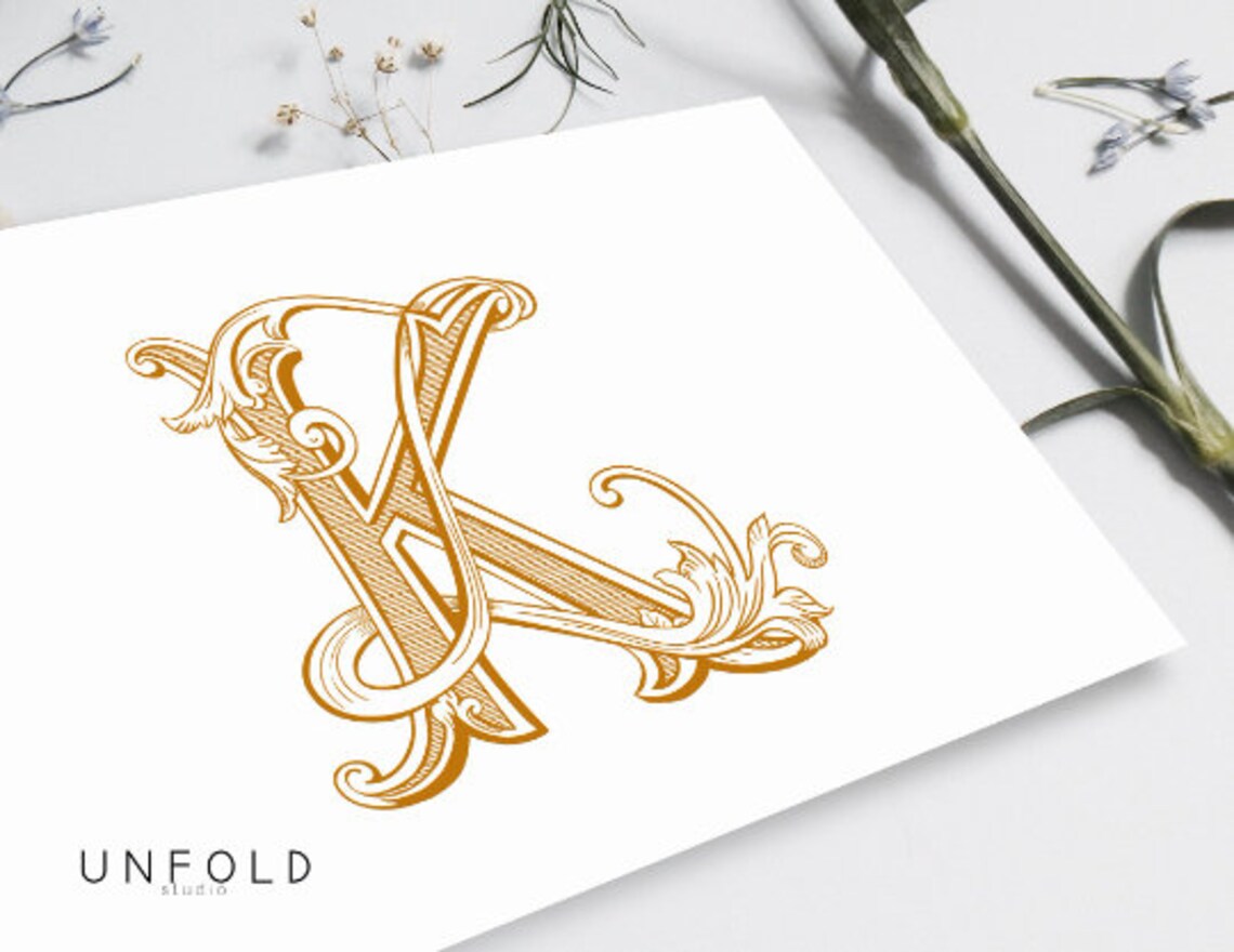 Vintage Interlocking Monograms Wedding Monogram Digital - Etsy