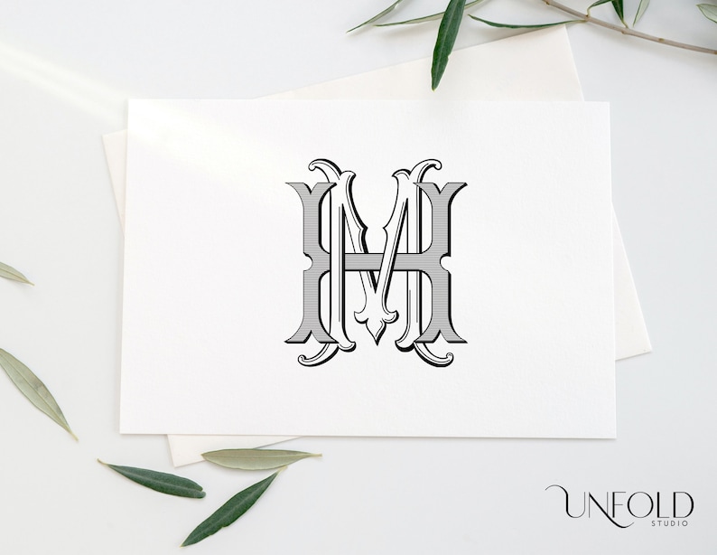 HM or MH Name Initials, Classic Monograms, Wedding Monogram, Couple's ...
