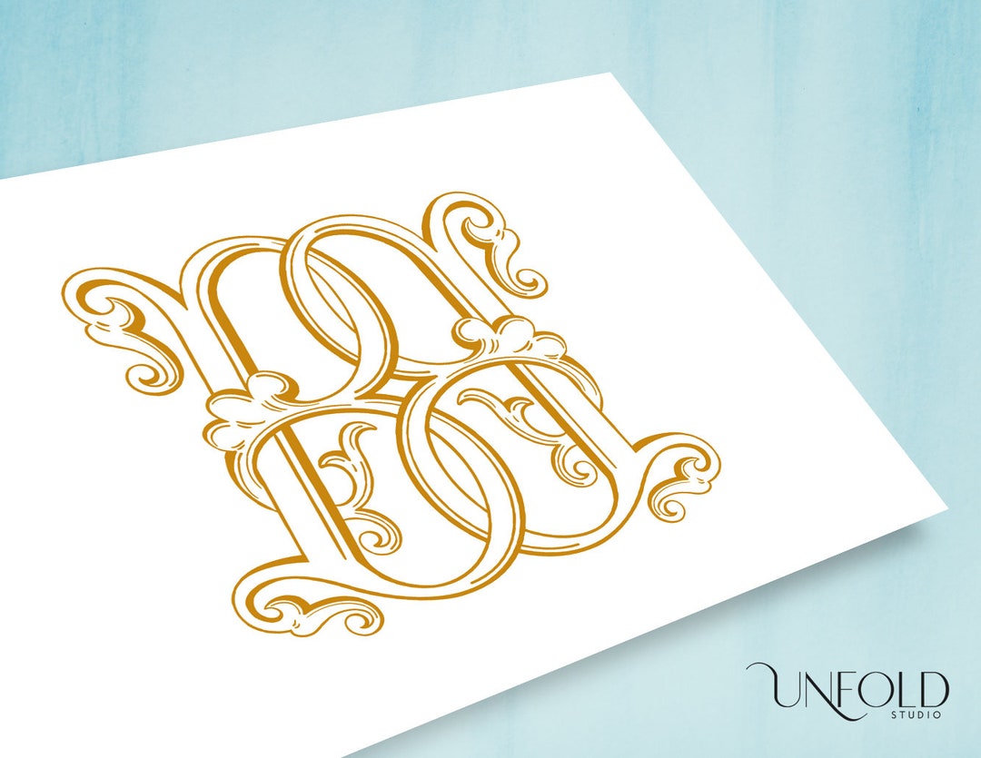 B and B Name Initials, Mirrored Monogram Initials for Couples or First ...