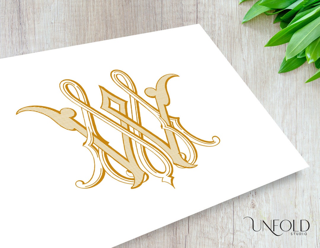 WM or MW Name Initials, Classic Monograms Wedding Monogram or First and ...