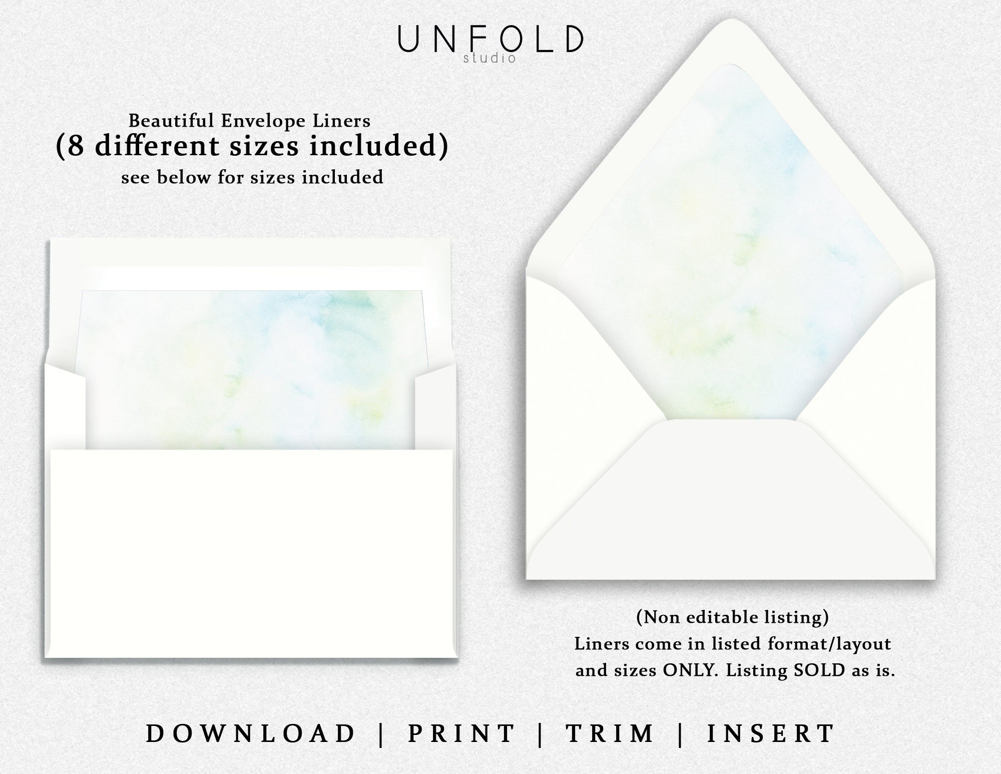 Printable A-2, A-7, A-8 Printable Envelope Liner Templates, PDF Instant ...