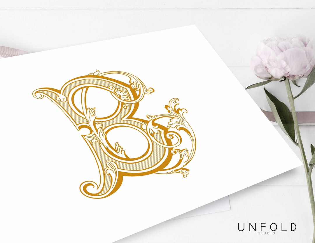 Digital Vintage Monogramshandpainted Interwoven Vintage Monograms ...