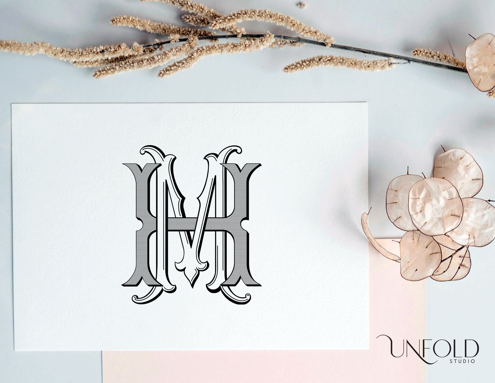 HM or MH Name Initials, Classic Monograms, Wedding Monogram, Couple's ...