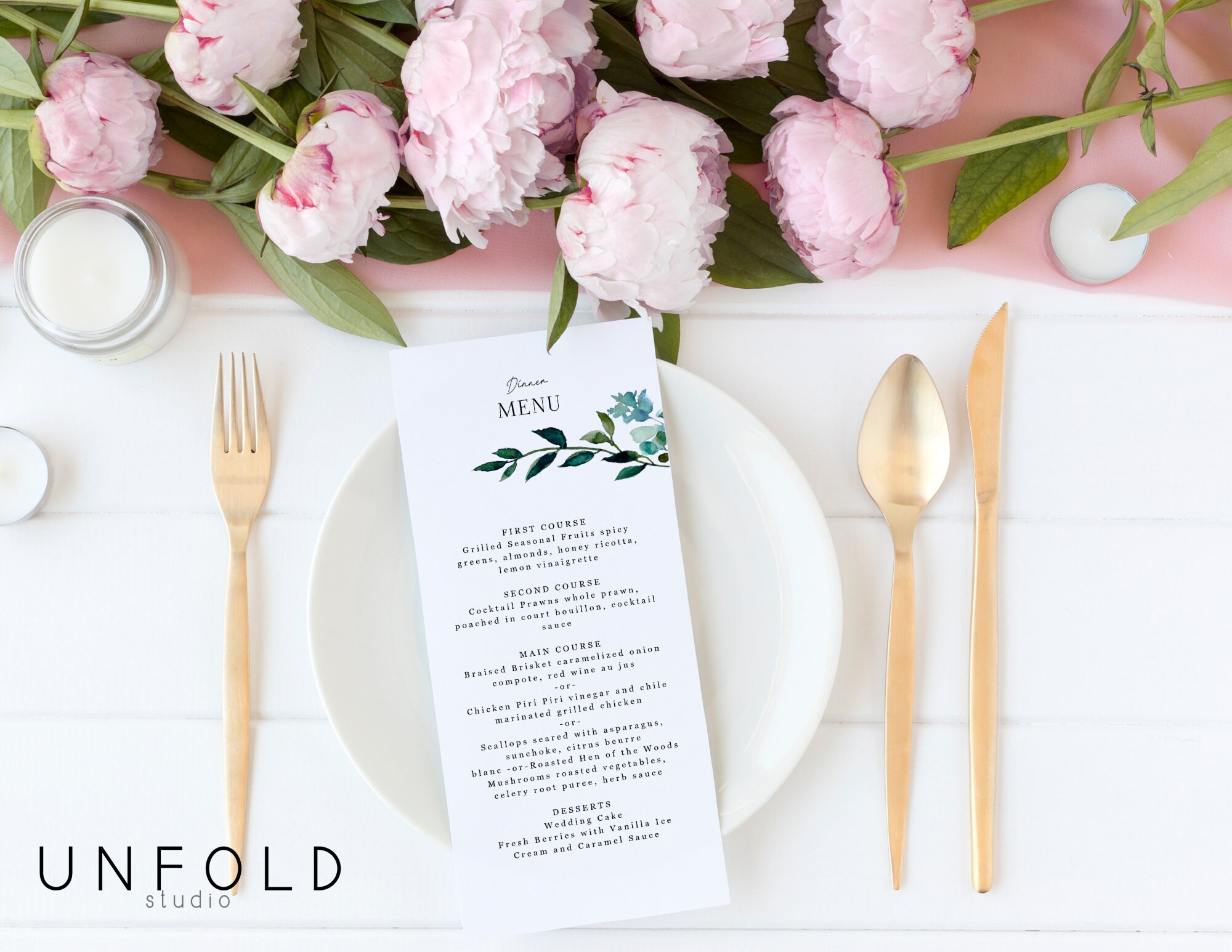 Decorations Serving & Dining Serena Skinny Menu Wedding menu Template ...