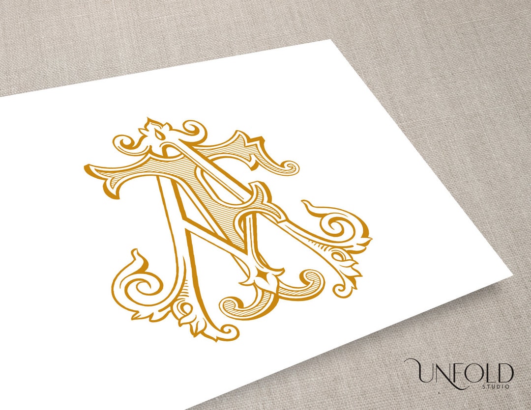 F and A Name Initials Vintage Monograms, Wedding Monogram, Digital ...