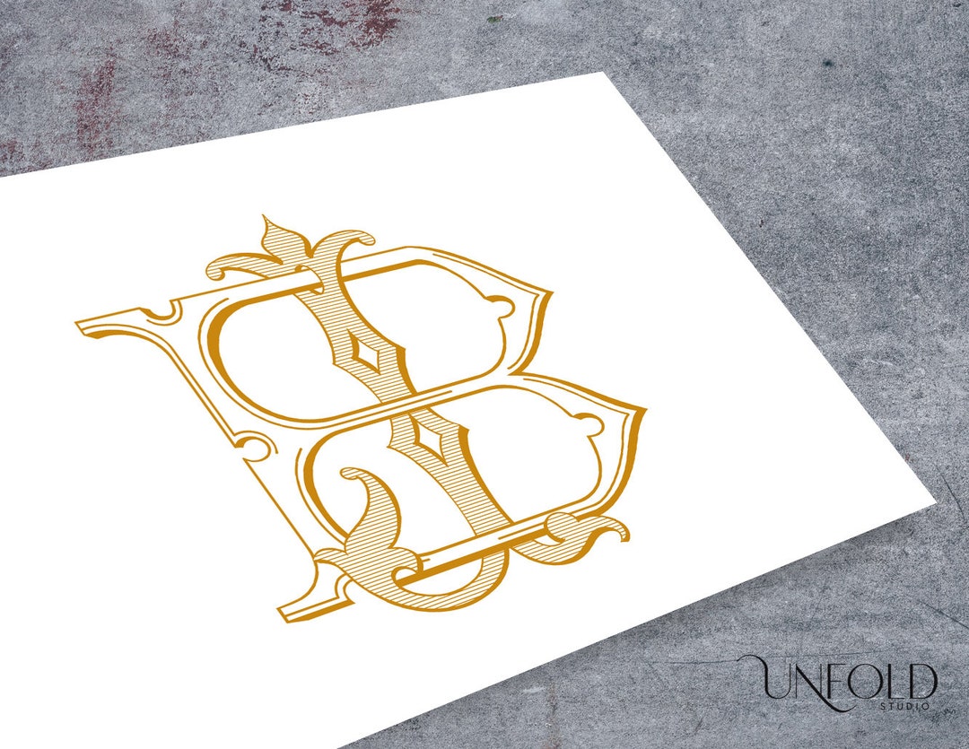 JB or BJ Name Initials, Classic Monograms, Wedding Monogram, Digital ...