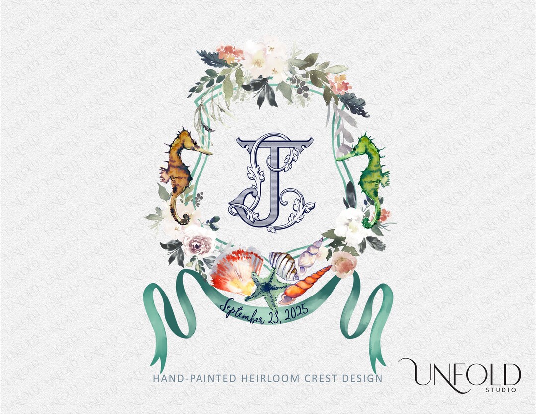 Beach Themed Wedding With Sea Shells and Sea Horses, Hand-painted ...