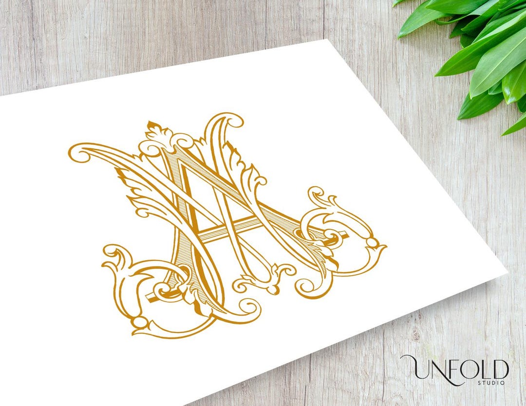 A & M Vintage Monograms, Wedding Monogram, Digital Download, Interwoven ...