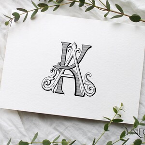 A & K Name Initials, Classic Monograms, Wedding Monogram, Duogram ...