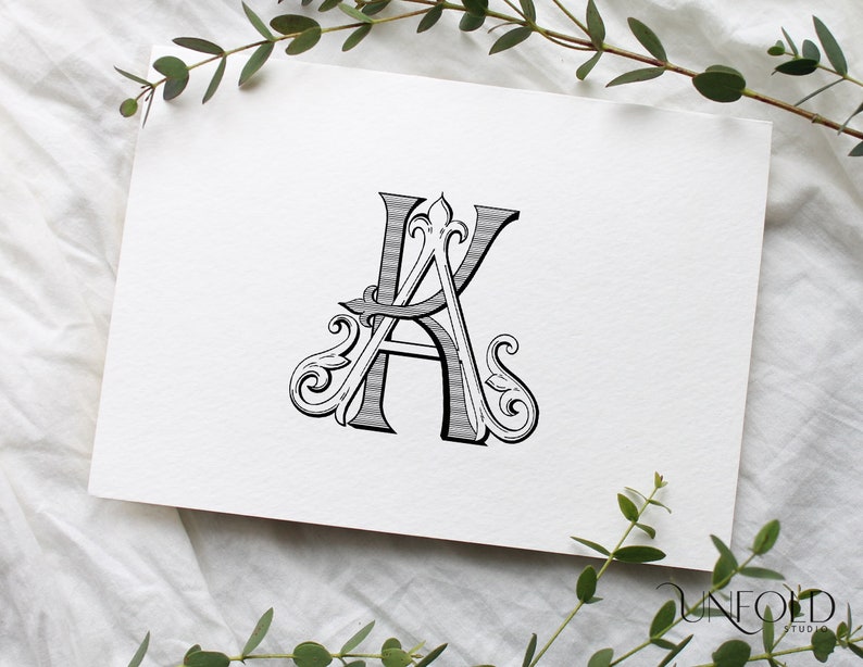 A & K Name Initials, Classic Monograms, Wedding Monogram, Duogram ...