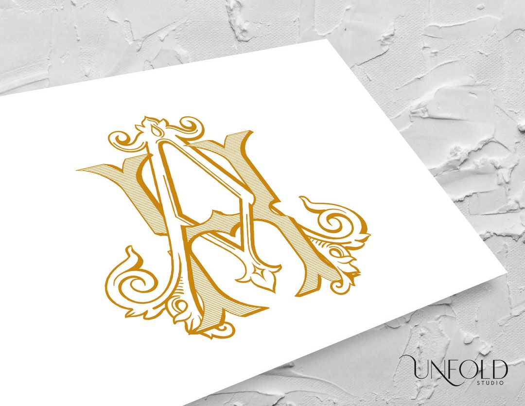 AH or HA Name Initials, Classic Monograms, Wedding Monogram for A and H ...