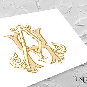 AH or HA Name Initials, Classic Monograms, Wedding Monogram for A and H ...