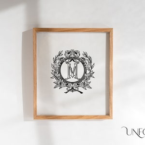 M Single Monogram Initial Name Initials, With Elaborate Border, Wedding ...