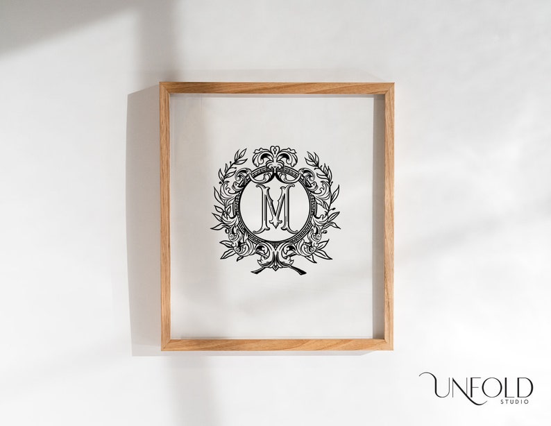 M Single Monogram Initial Name Initials, With Elaborate Border, Wedding ...