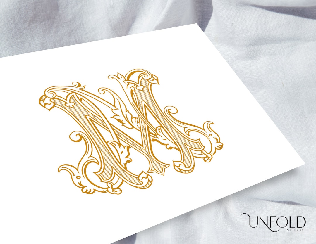 M & N Vintage Monograms, Wedding Monogram, Digital Download, Interwoven ...
