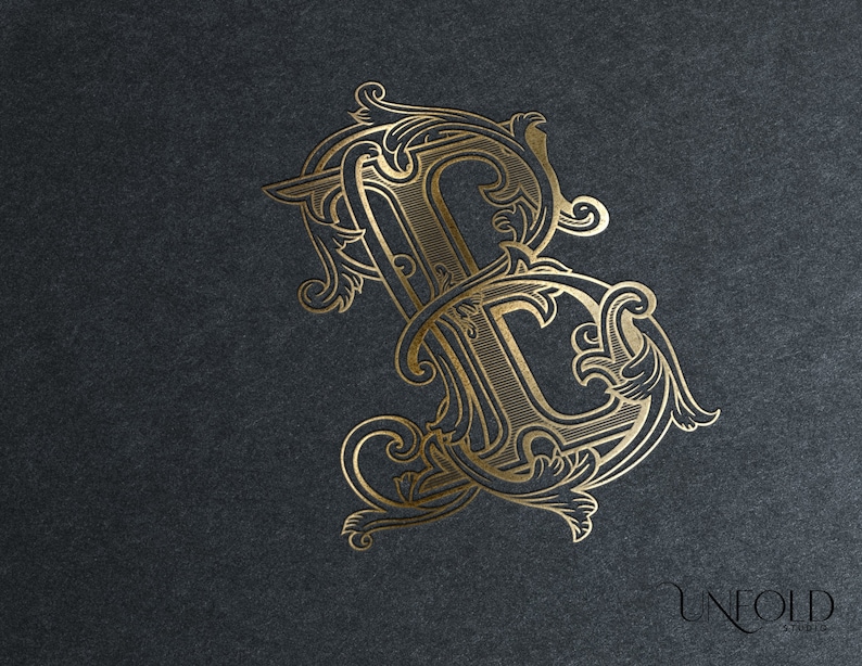 2 Initials Vintage Styled Designer Based Monograms Made With - Etsy