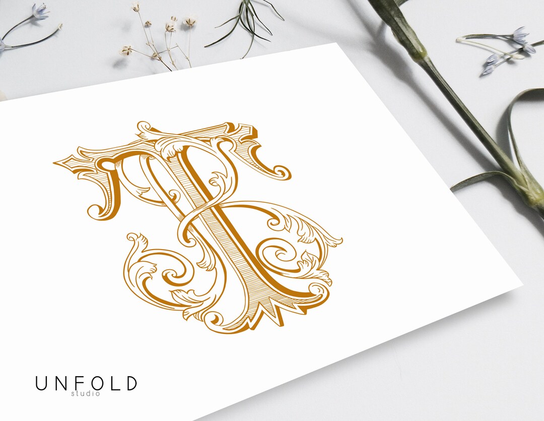 Handpainted Interwoven Vintage Monograms, Wedding Monogram, Duogram ...