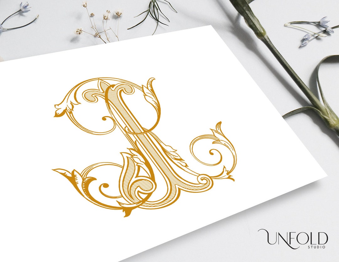 J,R Name Initials,vintage Monograms, Wedding Monogram, Two Initials ...
