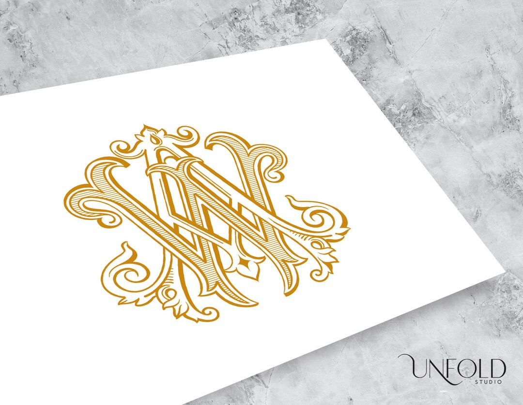 W & A Vintage Monograms, Wedding Monogram, Digital Download, Interwoven ...