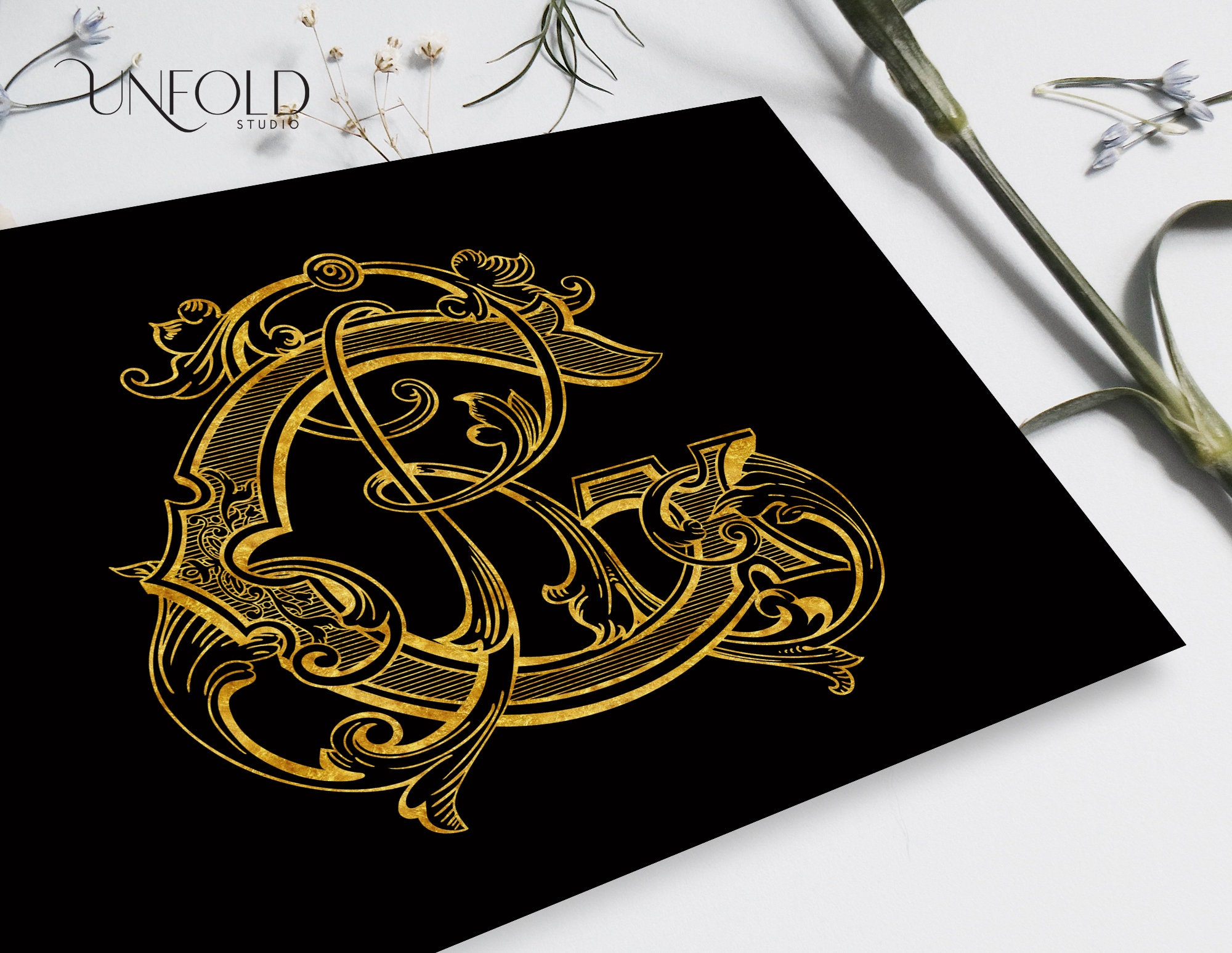 Handpainted Interwoven Vintage Monograms, Wedding Monogram, Duogram ...