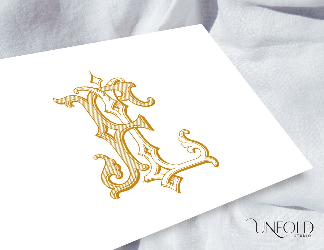 FL Name Initials, Classic Monograms, Wedding Monogram, Duogram, Digital ...