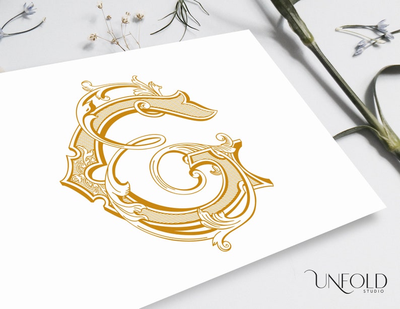 G, E Name Initials, Vintage Monograms, Wedding Monogram, Duogram ...