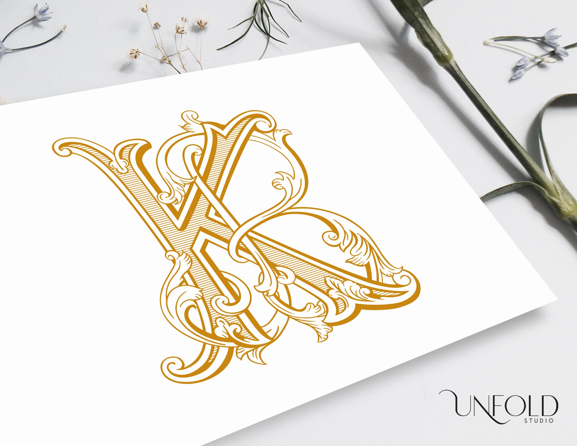 KB Name Initials Vintage Monograms Wedding Monogram - Etsy UK