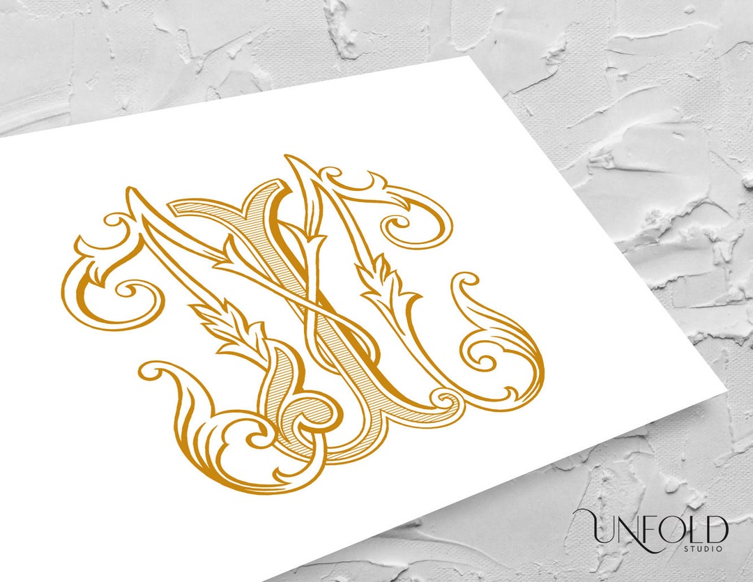 M & J Vintage Monograms, Wedding Monogram, Digital Download, Interwoven ...