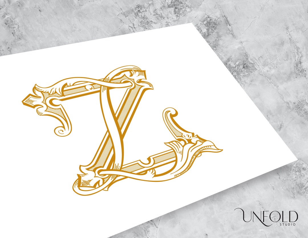L & Z Vintage Monograms, Wedding Monogram, Digital Download, Interwoven ...