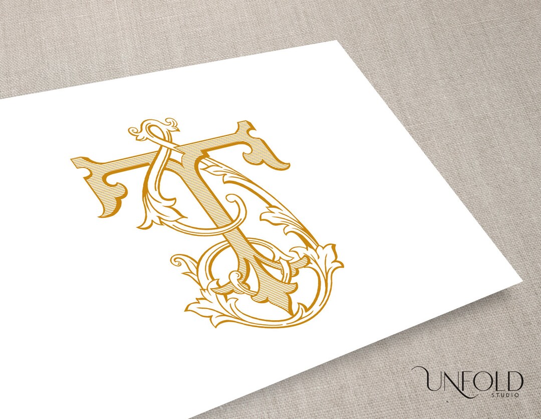 J & T Vintage Monograms, Wedding Monogram, Digital Download, Interwoven ...