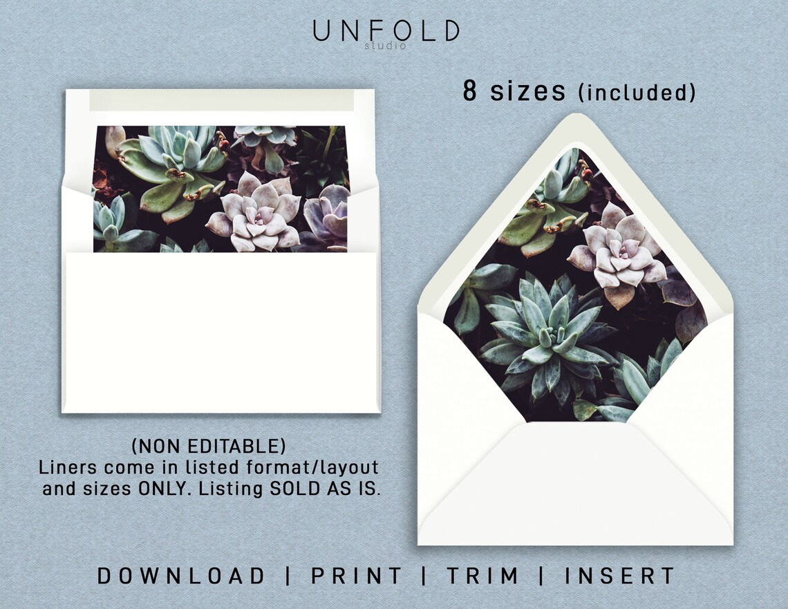 Printable A-2, A-7, A-8 Printable Envelope Liner Templates, PDF Instant ...