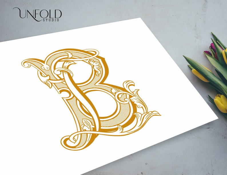 Name Initials Vintage Monograms, Wedding Monogram, Duogram, Digital ...