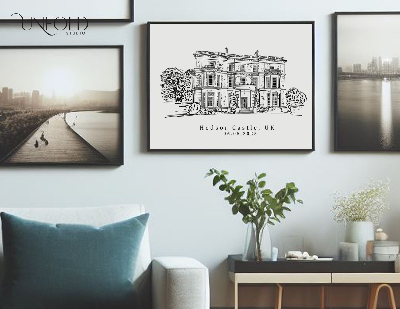 Made-to-order Bespoke Ink Drawing of a Venue for Wedding, Anniversary ...