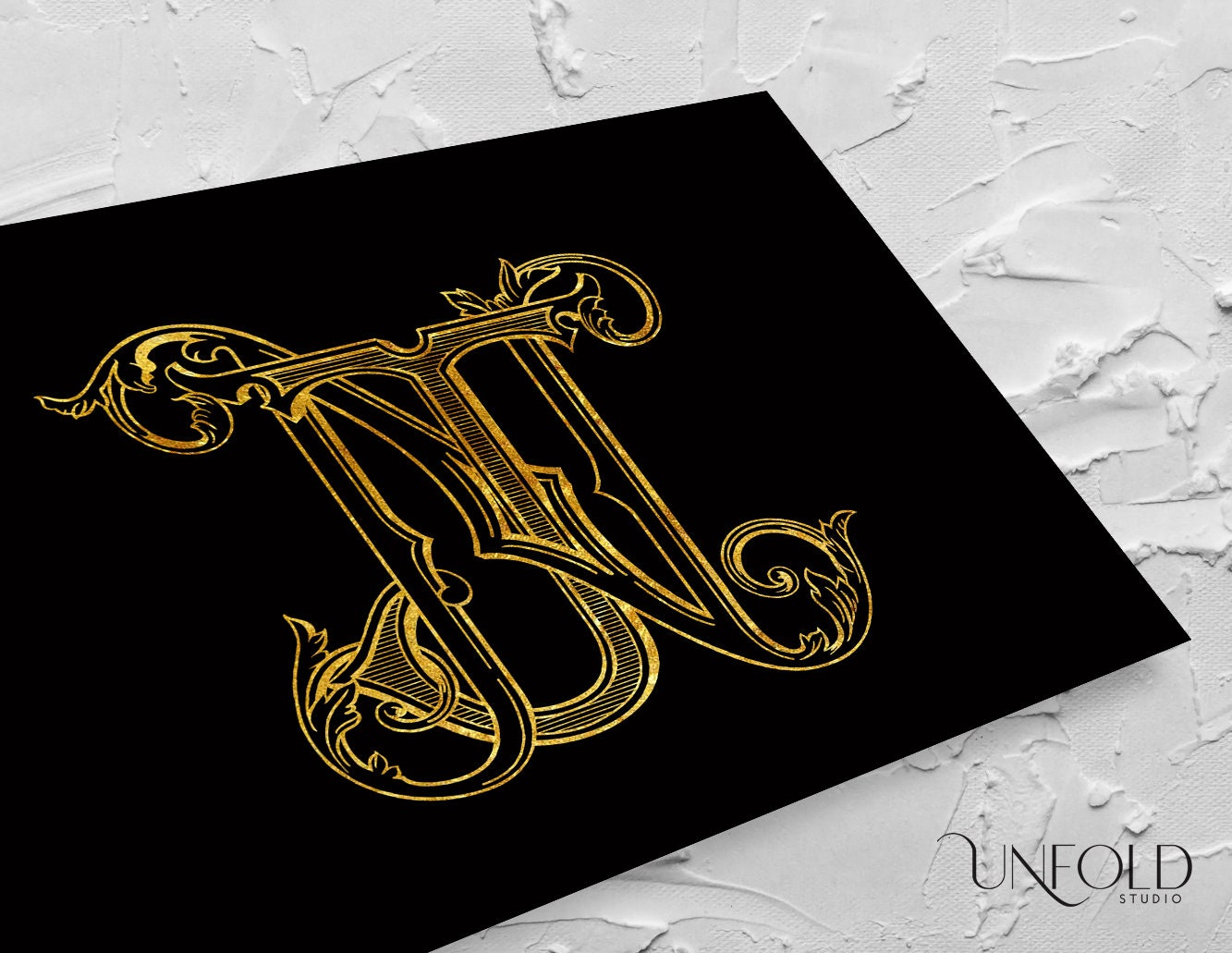 JN oder NJ Name Initials, zwei Anfangsmonogramme, Hochzeitsmonogramm ...