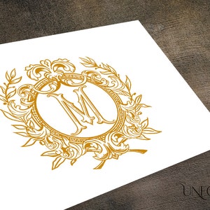 M Single Monogram Initial Name Initials, With Elaborate Border, Wedding ...