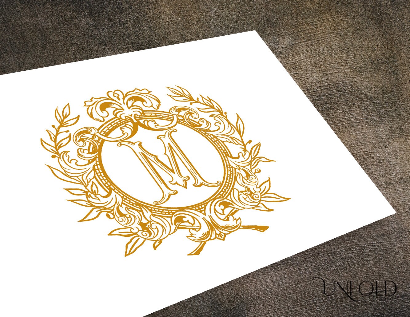 M Single Monogram Initial Name Initials, With Elaborate Border, Wedding ...