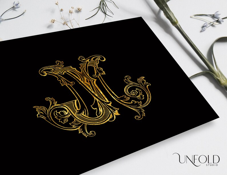 M & J Vintage Monograms, Wedding Monogram, Digital Download, Interwoven ...