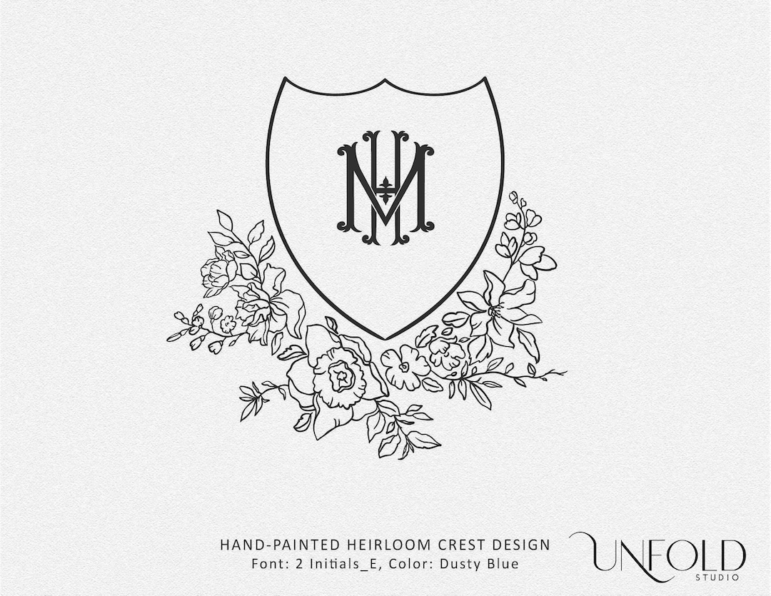 Floral Crest 6 - Pre-made Heirloom Crest Design With Your Choice of ...