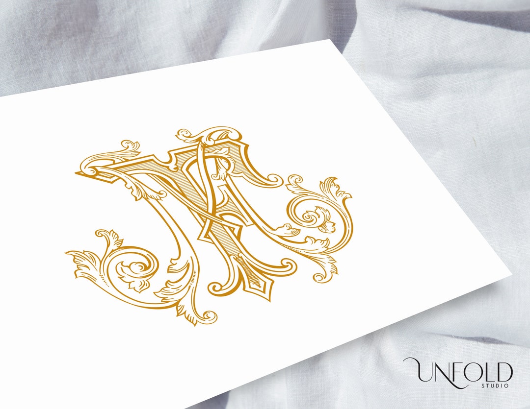 M, F Name Initials, Vintage Monograms, Wedding Monogram, Duogram ...