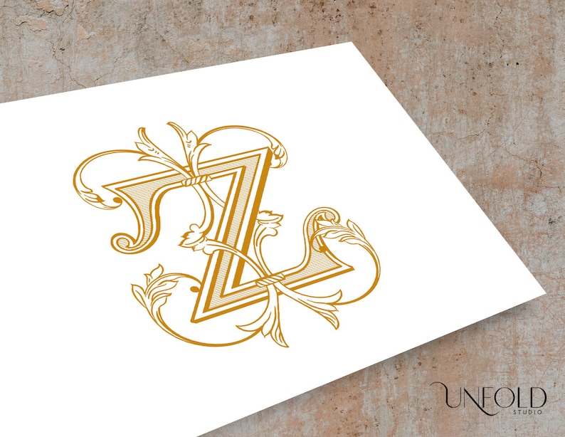Z and X Interlocking Monograms, Vintage Styled Monograms, Wedding or ...